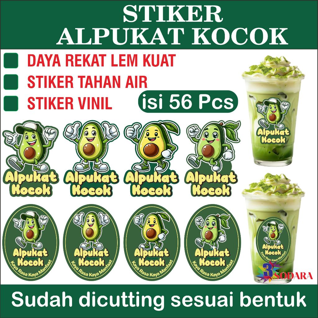 AVOCADO STICKERS\KOCOK AVOCADO DRINK CUP GLASS STICKERS | Shopee Singapore