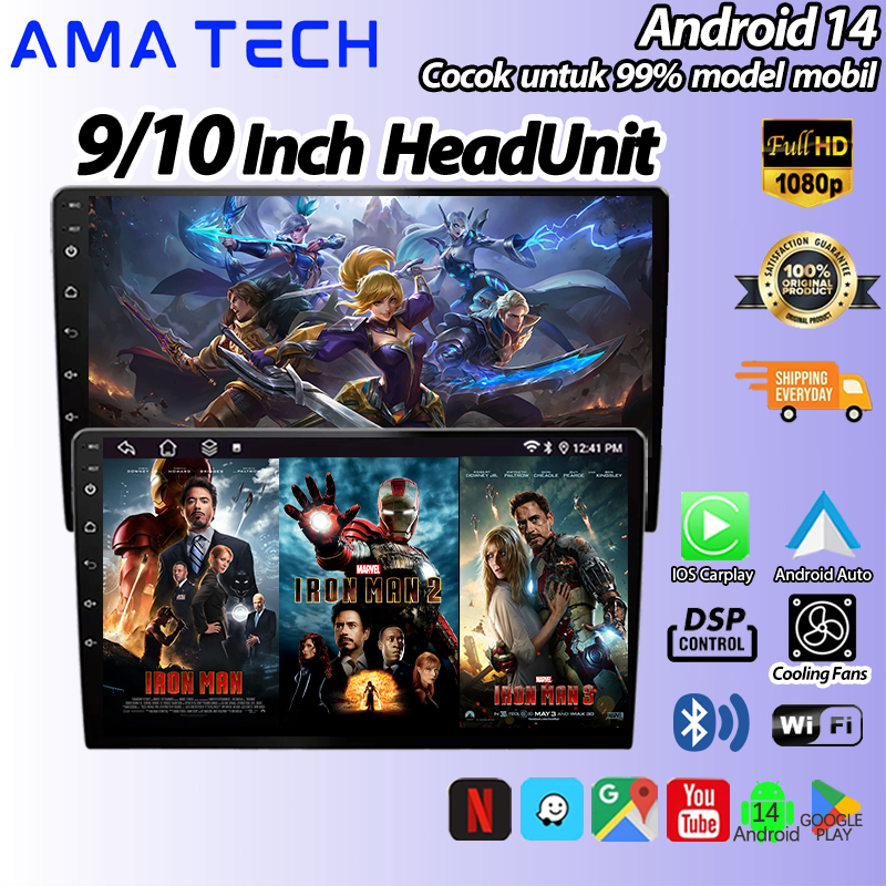 9 Inch Android 14 Android Head Unit 9 Inch Double Din Full Touchscreen