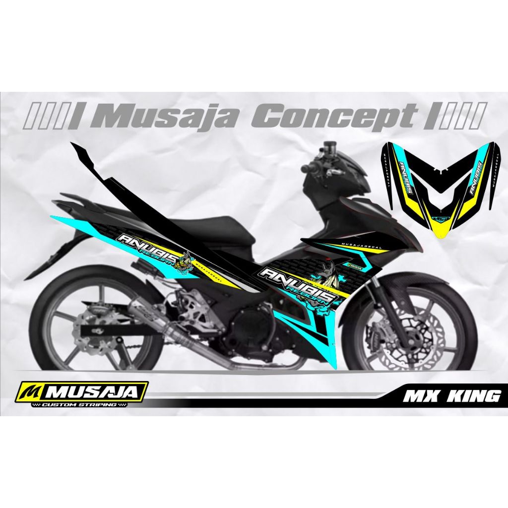 Mx king 150 tosca yellow black striping sticker, transparent uv glossy ...