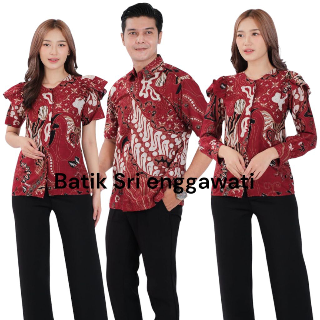 KEMEJA Modern COUPLE Batik, korean style women's Blouse and men's shirt ...