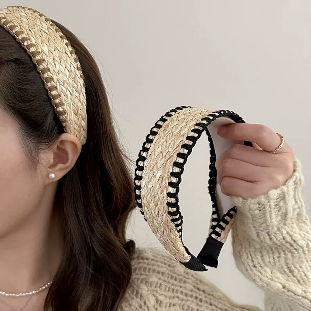 BALI Island Style Woven Rattan Headband Wide Clover Headband/ Woven ...