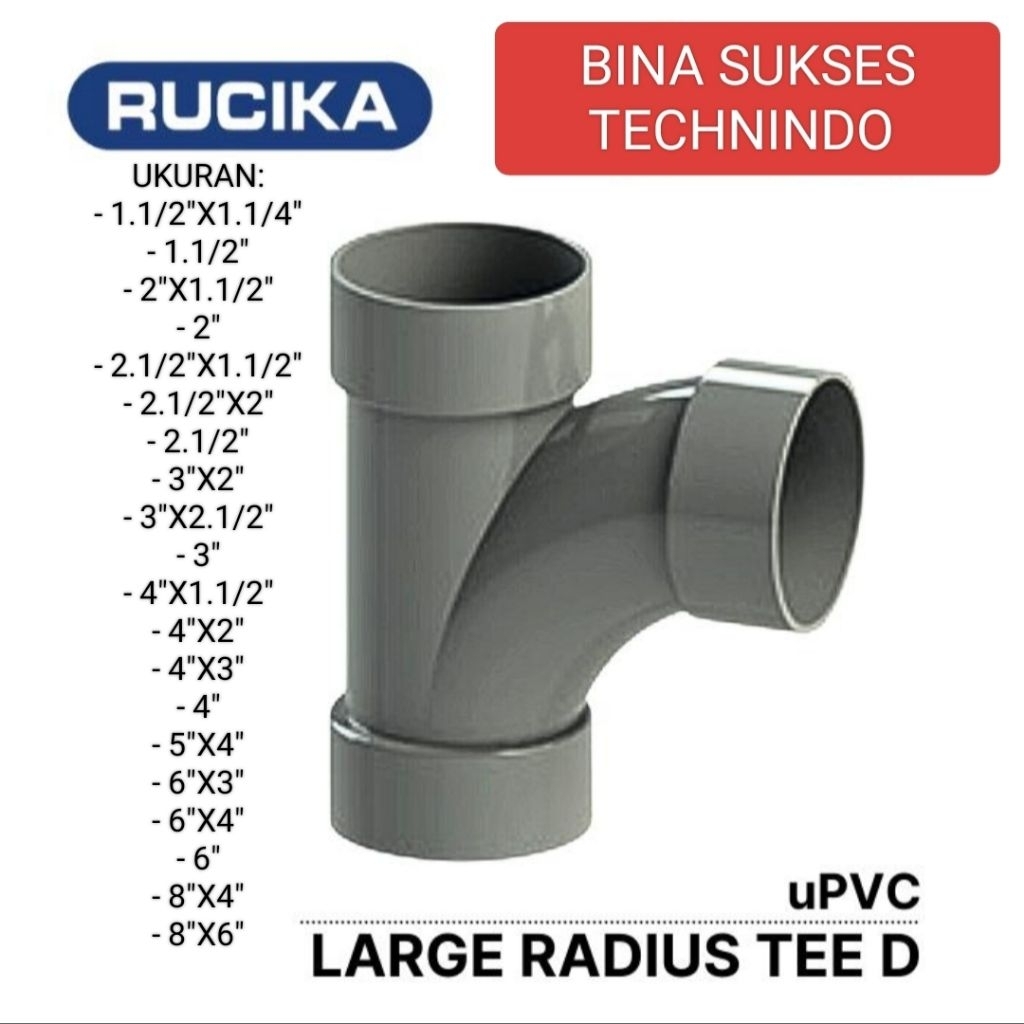 2" LARGE RADIUS TEE TY D (D - LT ) TY 90 90 DEGREE 50MM RUCIKA THIN PVC ...
