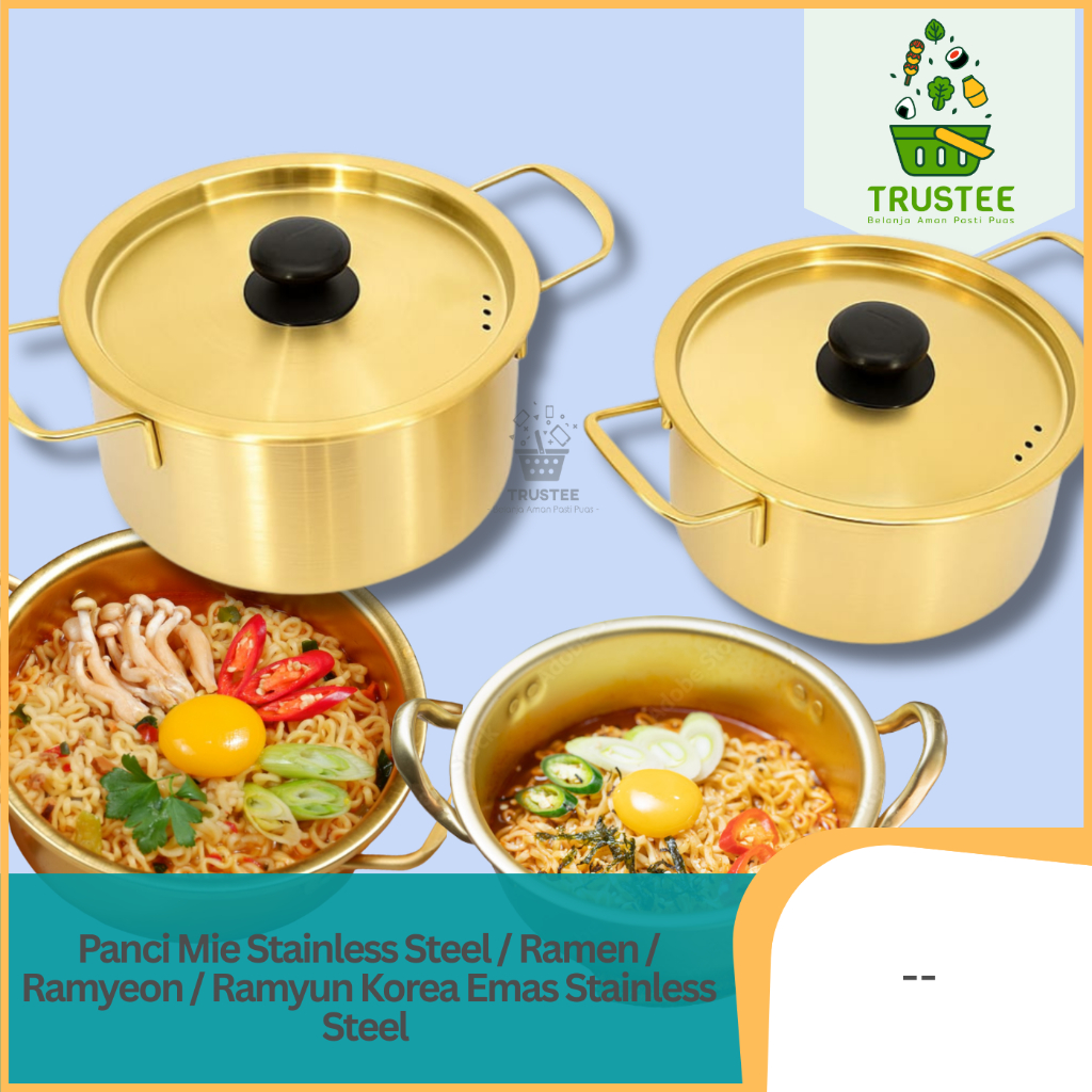 Korean Gold Stainless Steel Ramen Pot with Lid / Ramyeon / Ramyun ...