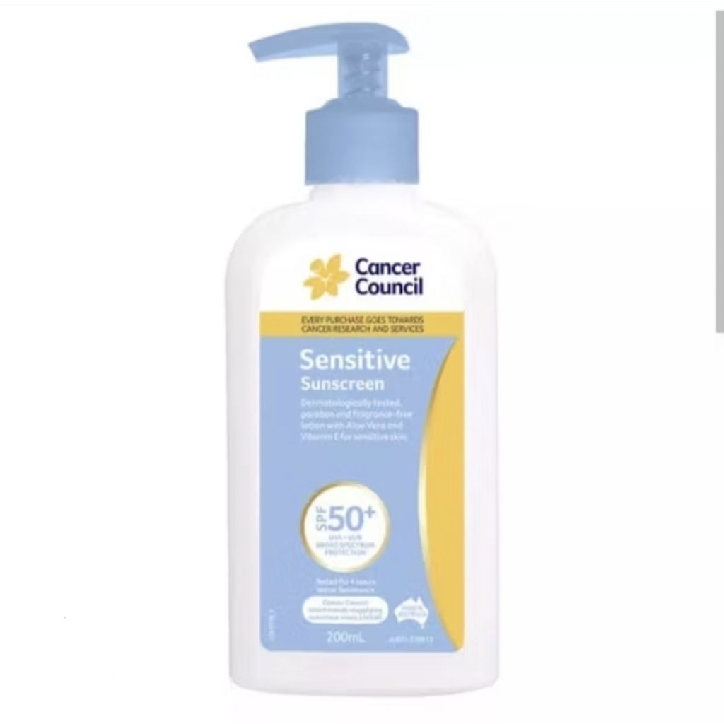Cancer Council Sensitive Sunscreen Work Sun Screen SPF50+ 200ml Pump ...