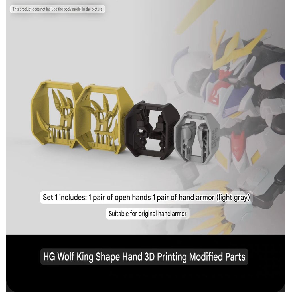 HAND SET HG 1/144 3D PRINT HG GUNDAM BARBATOS LUPUS REX OPEN HAND TYPE ...