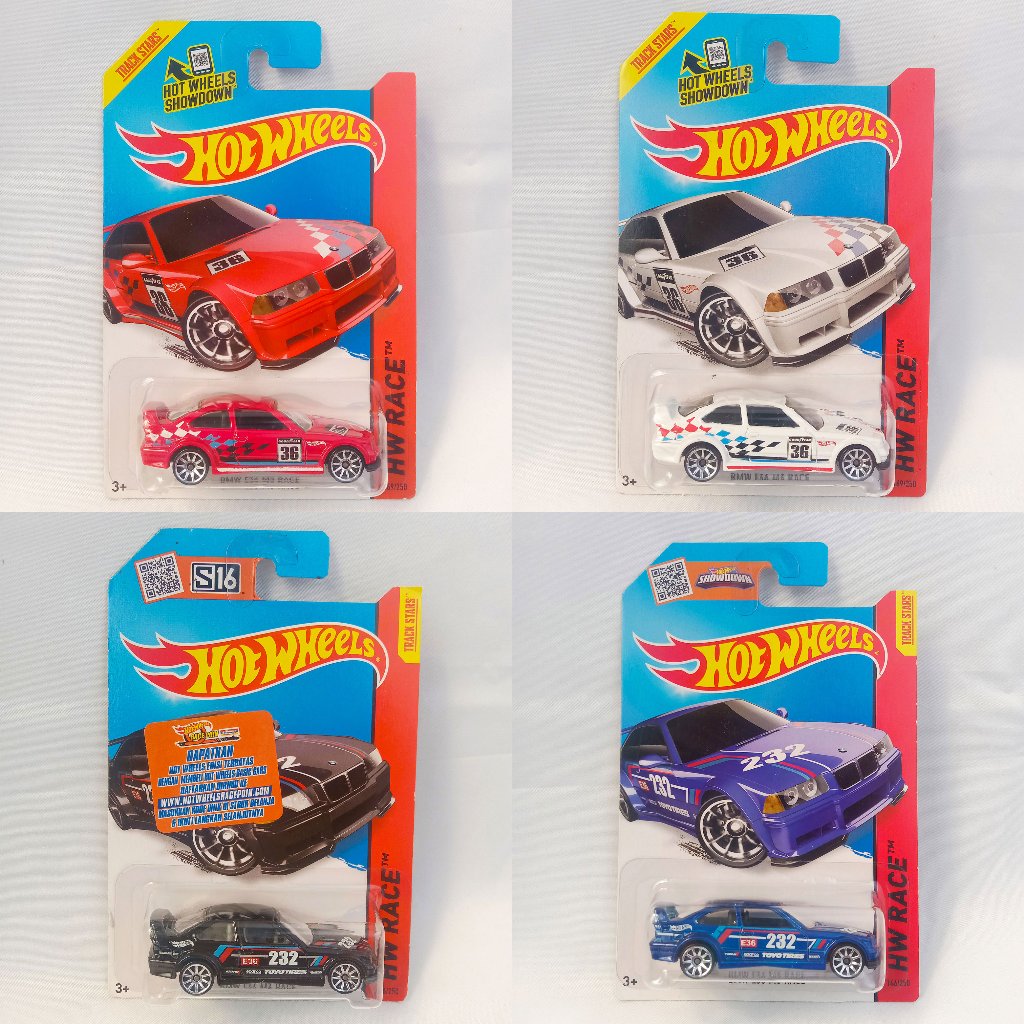 4in1 Diecast Hot Wheels BMW E36 M3 Race Package – Track Stars Series ...