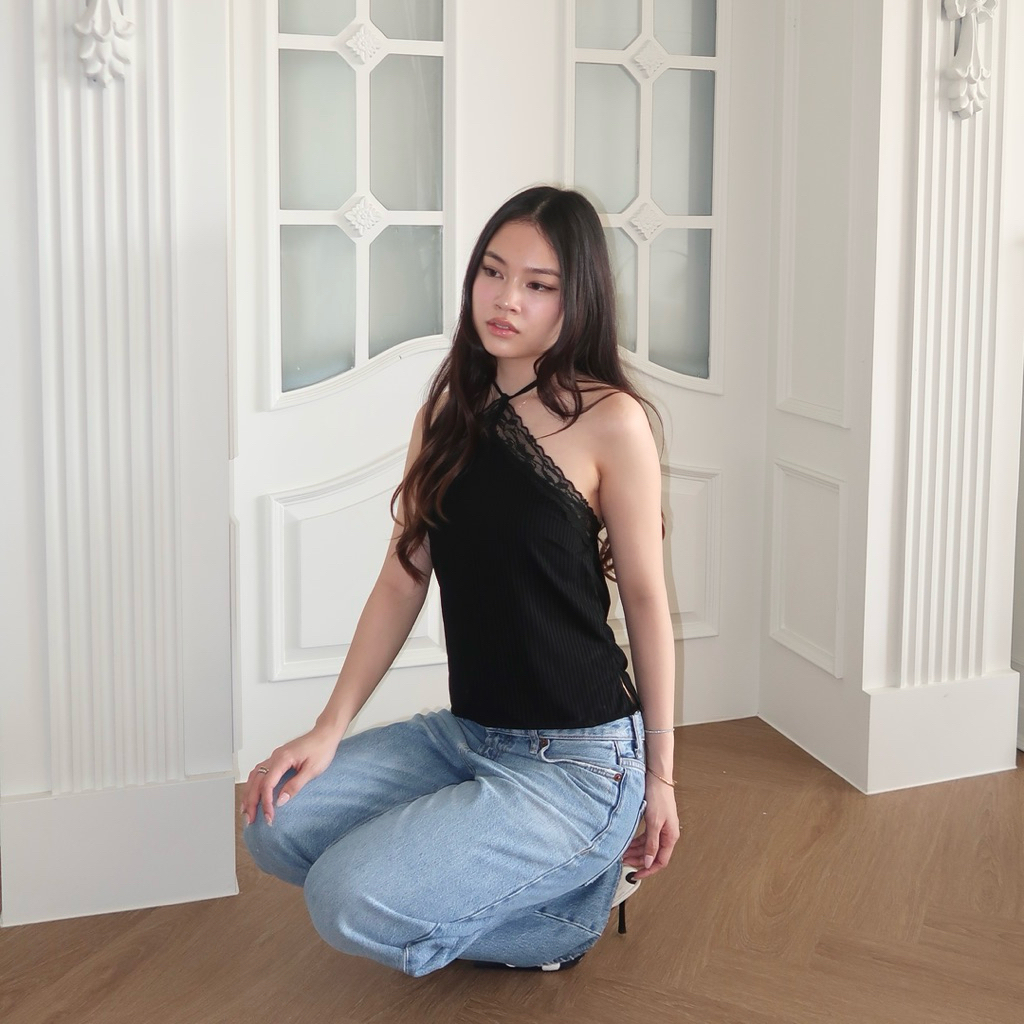 Halter Lace Top | Ciao Women's Comfortable Polka Dot Lace Camisole Tank ...