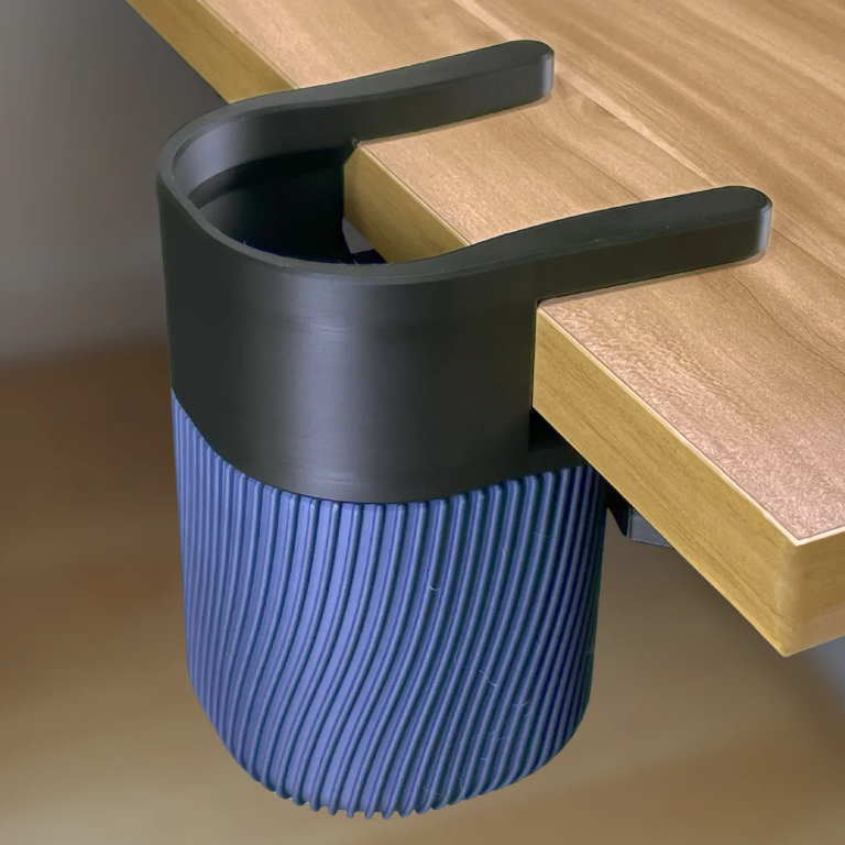 Clamp-on Desk Trash Bin PLA 3D Print | Minimalist Table Trash Can ...