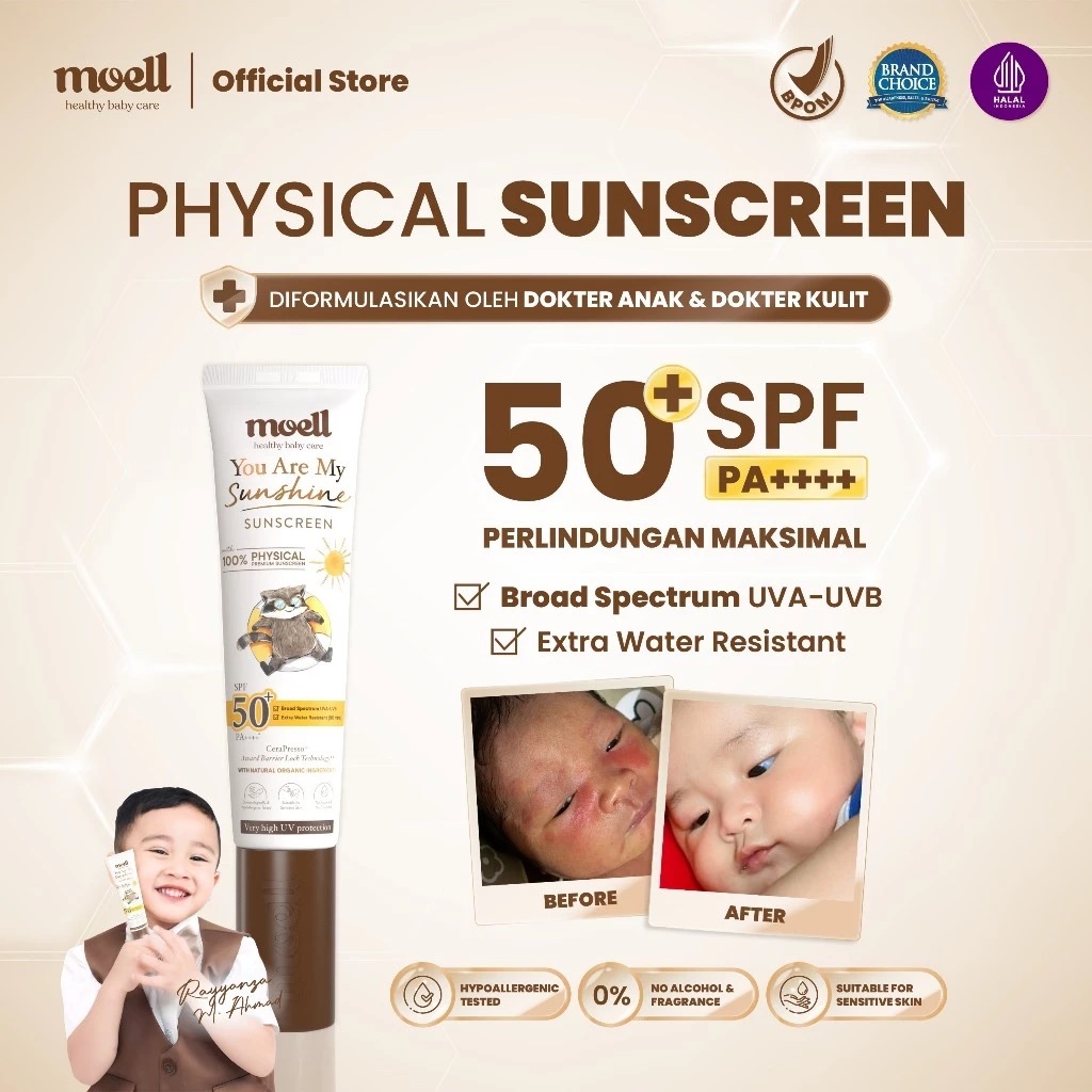MOELL - Physical Sunscreen for Children 30g with SPF (50+) PA ...