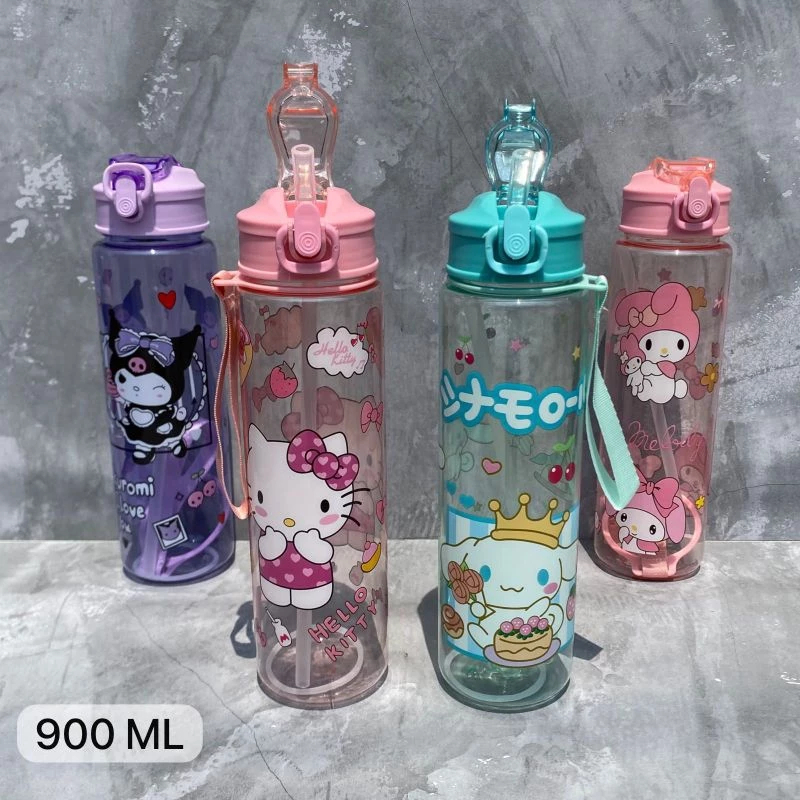 Sanrio Drinking Bottle 900ml Clear Plastic BPA Free Character Kuromi My Melody Cinnamoroll Hello ...