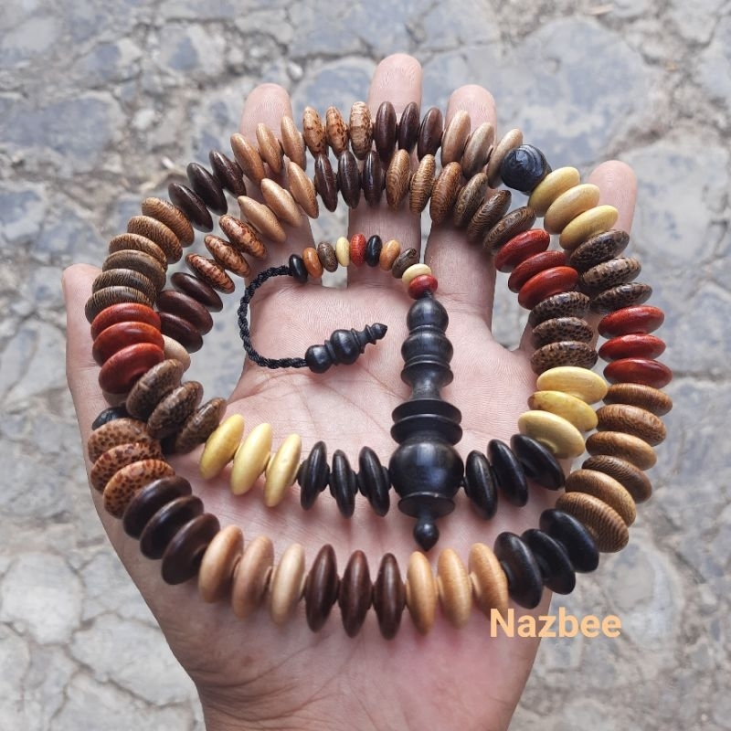 KAYU Tasbih 99 Beads - Combination of 11 Types of Lucky Wood - 16mm ...