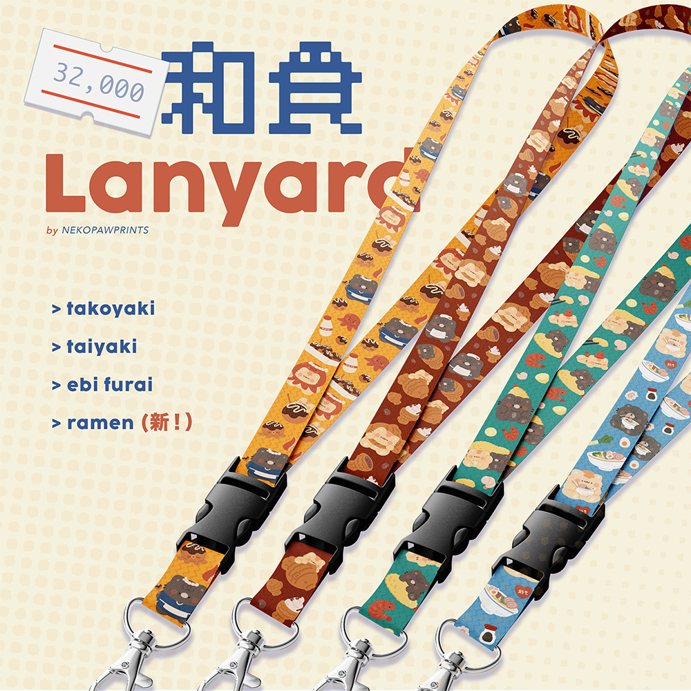 Nekopawprints: 和食 japanese food cat lanyard series - ebifura taiyaki ...