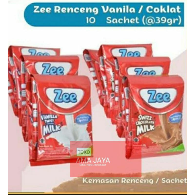 Zee Milk Packed in 10 sachets of vanilla chocolate flavored sachets ...