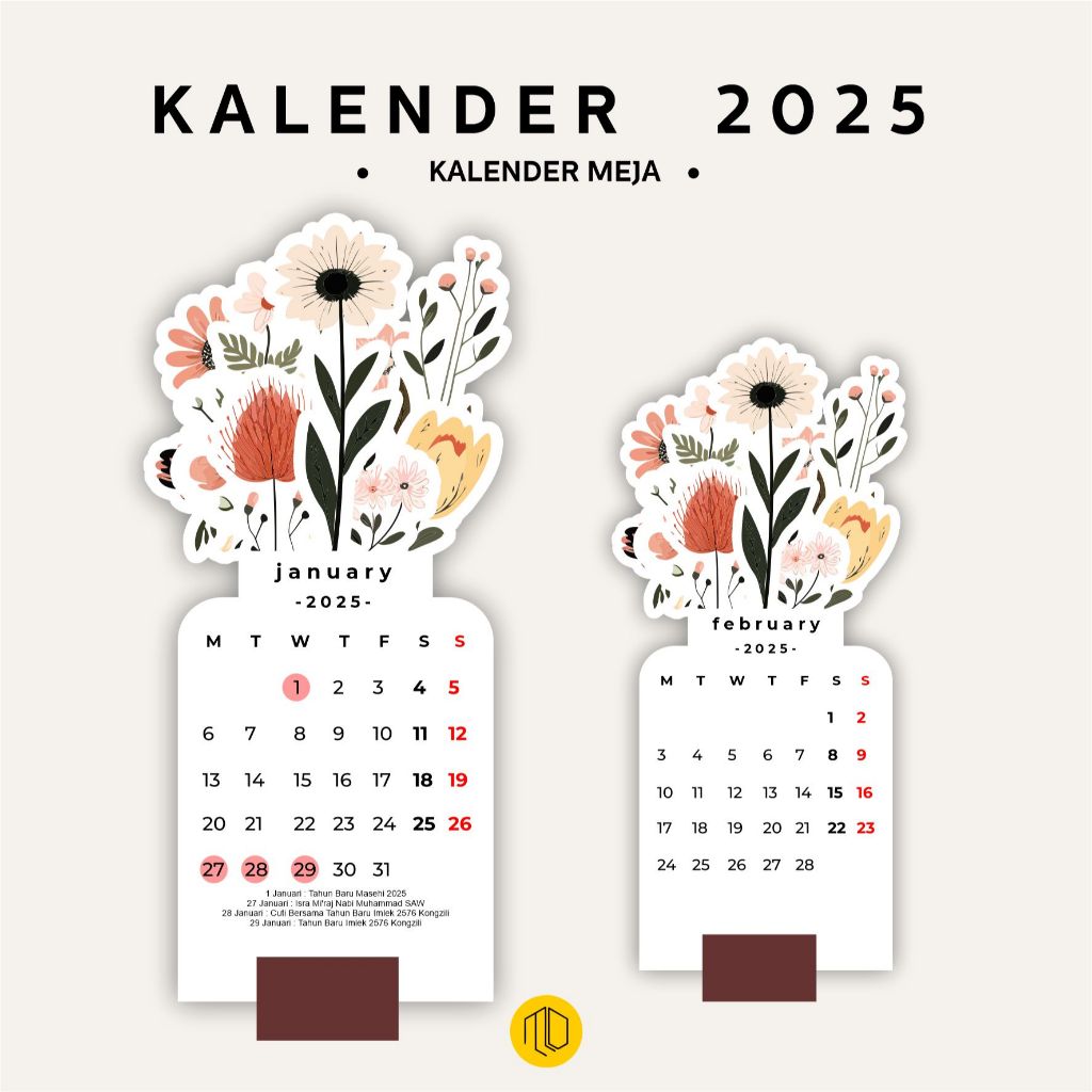 2025 BLOOMY FLOWERS CALENDAR / 2025 AESTHETIC CALENDAR / DESK CALENDAR / TABLE CALENDAR BY ...