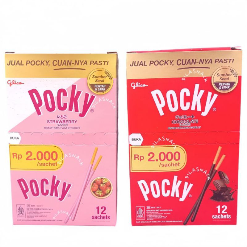 Glico Pocky Biscuits 1 box contains 12 Pocky sachets 1 box of Poky poki ...