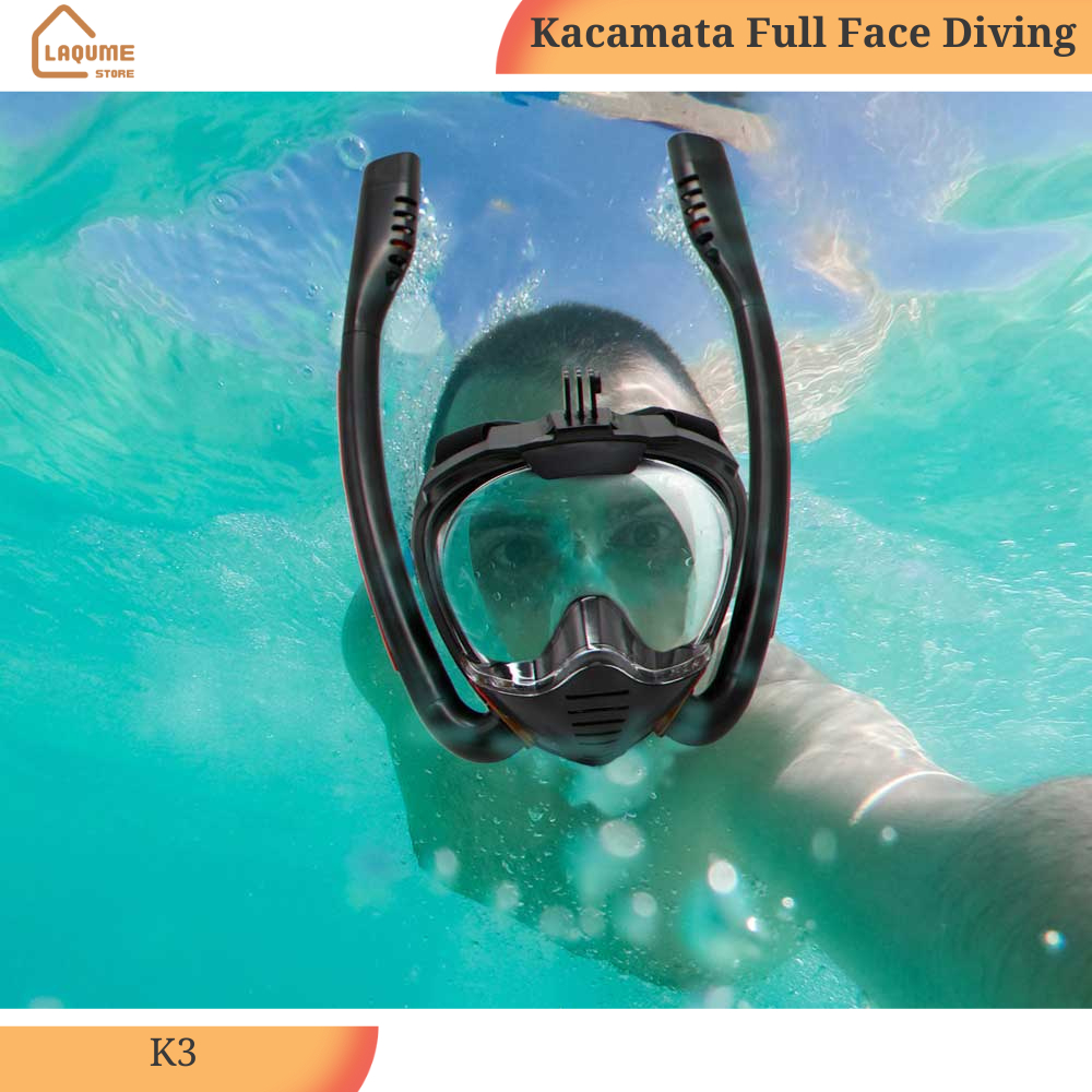Full Face Diving Snorkeling Glasses L/XL With Action Camera Holder ...