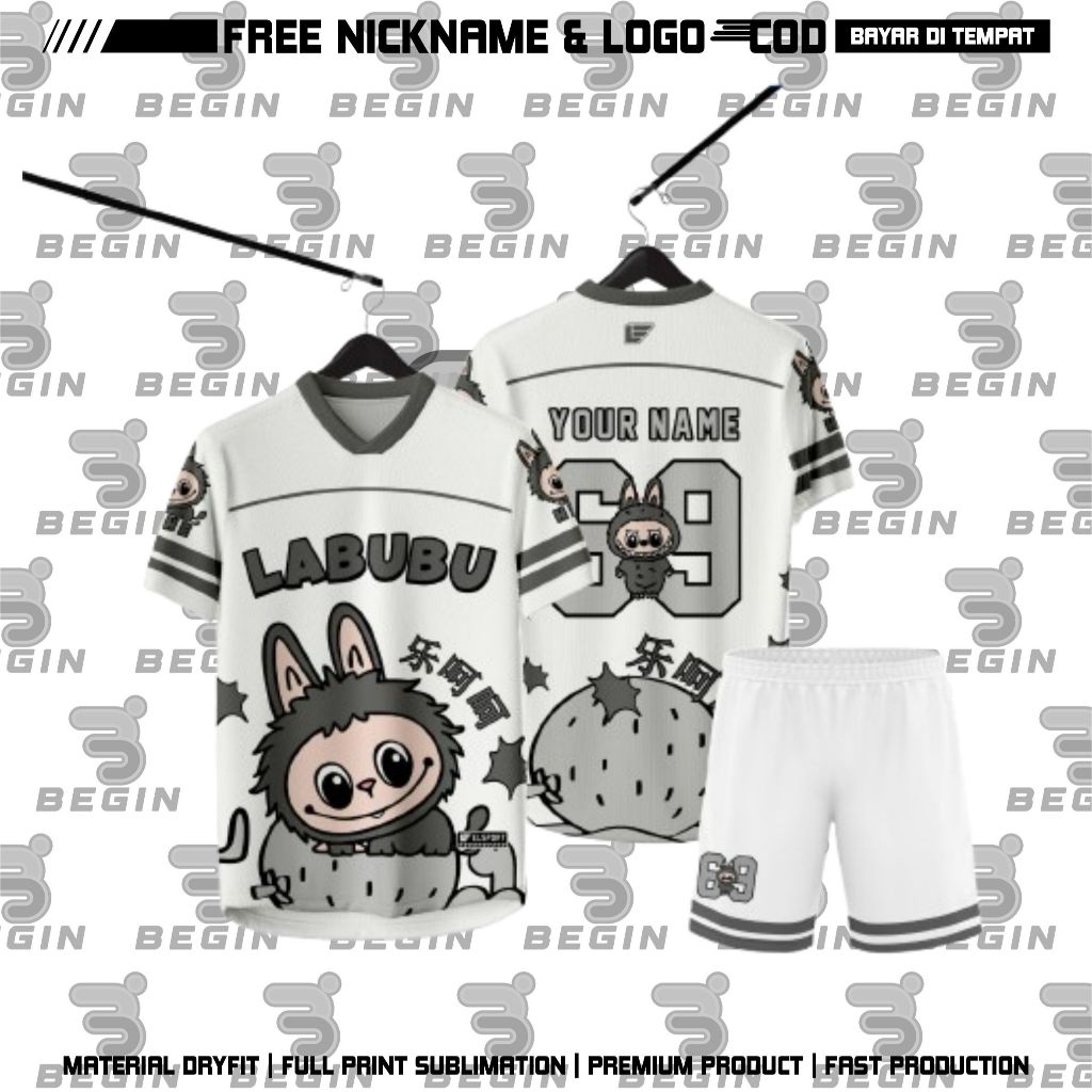 Hehe WHITE LABUBU Jersey Free to Put Name & logo Full Printing | Shopee ...