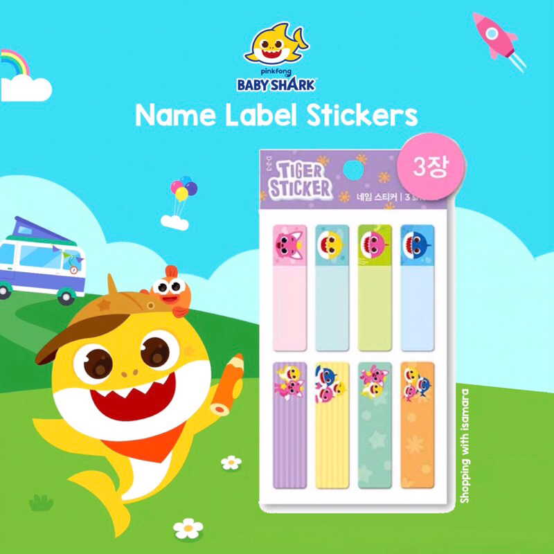 Pinkfong Baby Shark Name Label Stickers / Name Stickers | Shopee Singapore