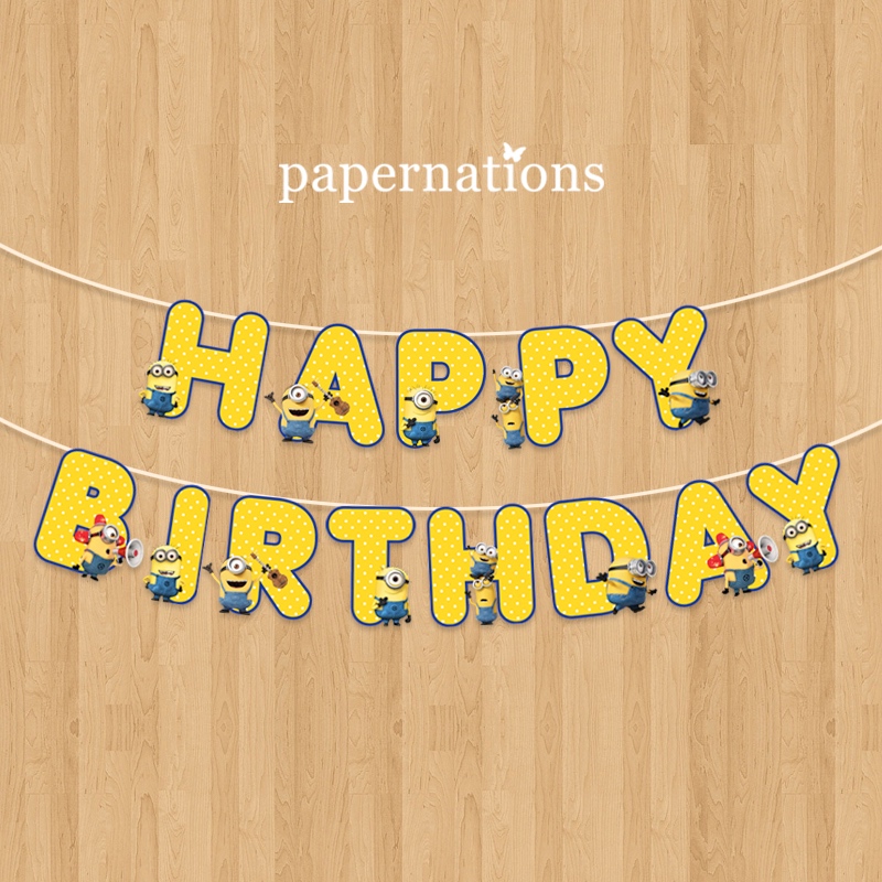 Happy Birthday Minions Despicable Me Banner Minions HBD Banner/ Minions ...