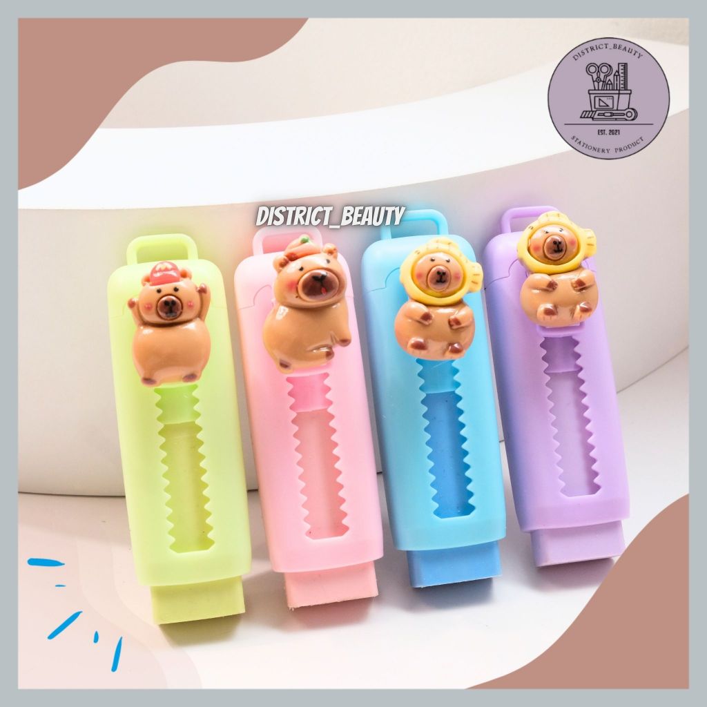 Capybara CAPYBARA CUTTER ERASER CAPPYBARA SLIDING ERASER MECHANICS PUSH ...