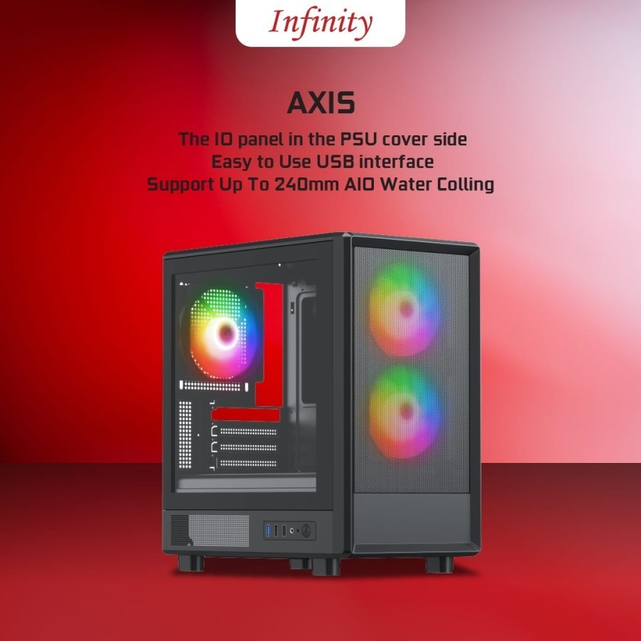 Infinity AXIS CASE PC CASE Tempered Glass mATX ITX + FREE FAN RGB ...