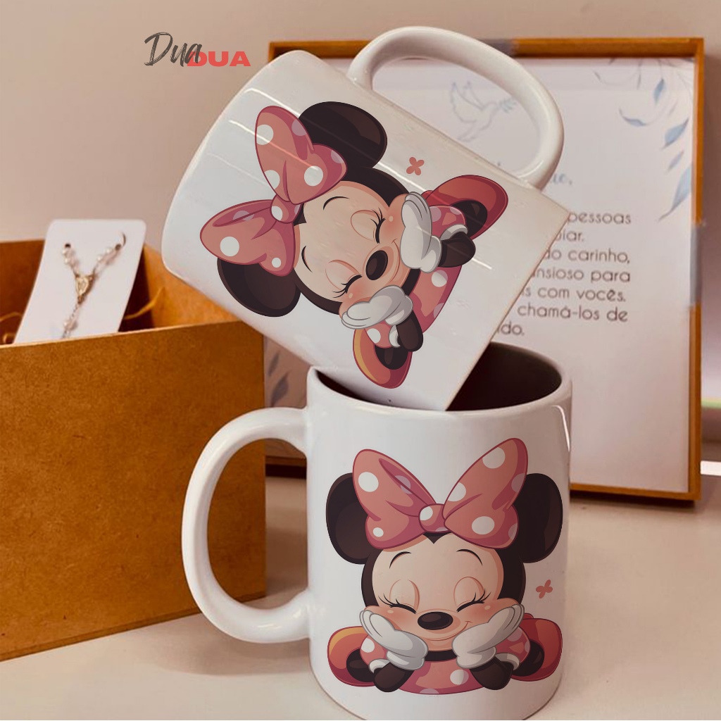 Cute Minnie Mouse Mug Pose Cute Cartoon Glass Cup | Shopee Singapore