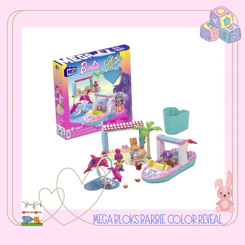 Fisher Price Mega Bloks Barbie Color Reveal Dolphin Exploration Toy ...