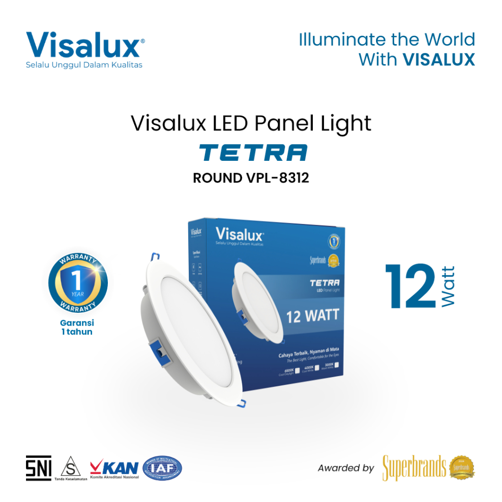 Visalux Tetra LED Panel Light Home Ceiling Lamp Downlight 12W Round 5 ...