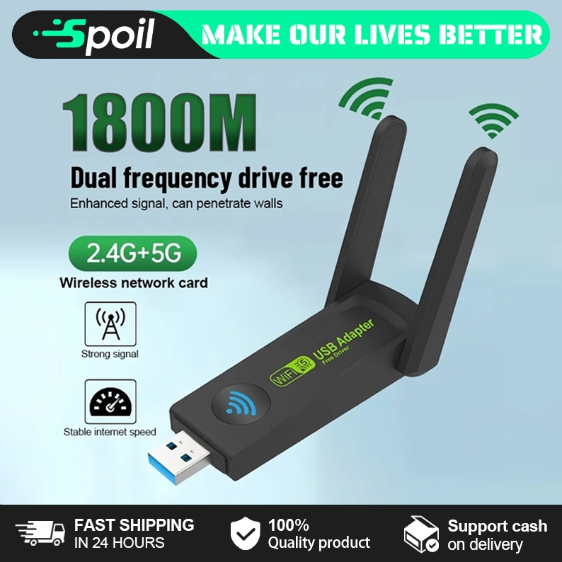 1800Mbps Wireless WiFi Network Card Receiver USB 3.0 WiFi Adapter Dual ...