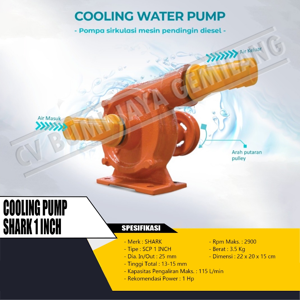 MESIN Snail PUMP / COOLING PUMP SHARK 1 INCH DIESEL ENGINE CIRCULATION ...