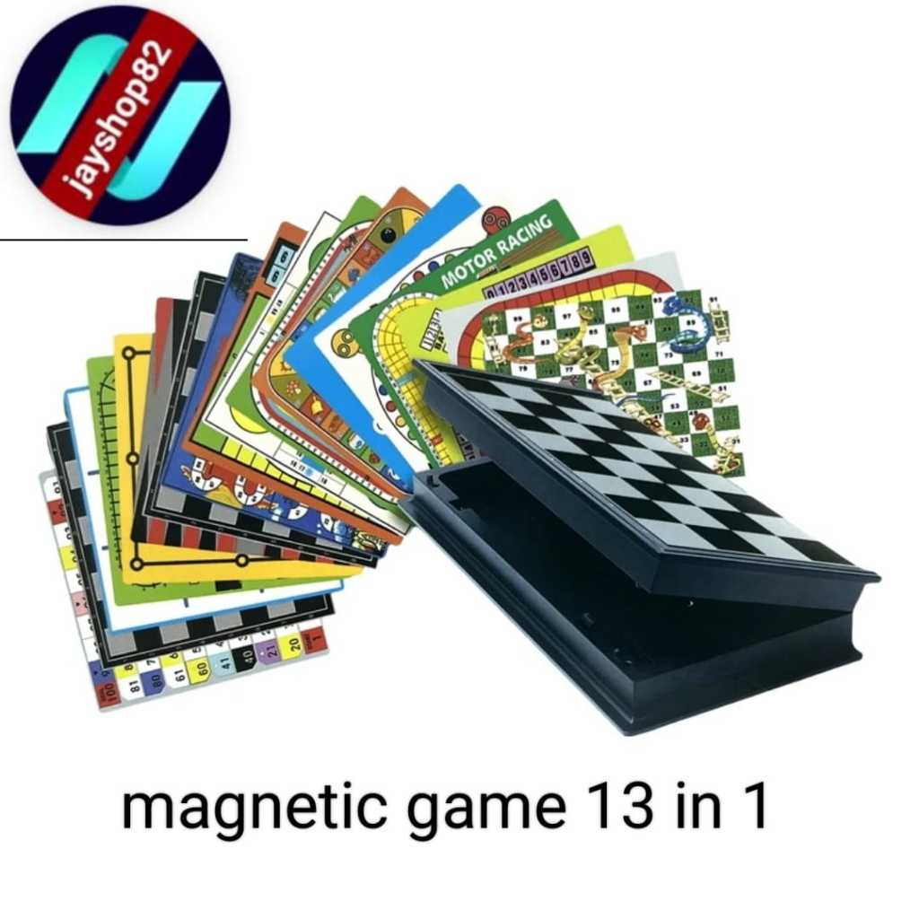 Magnetic Board Game 13 in 1 Snakes and Ladders Halma Chess Game High ...