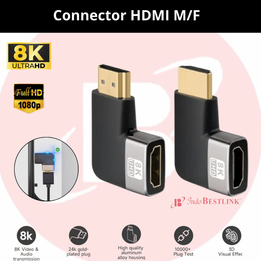 8k HDMI-Compatible Side Bend 90 Degree Adapter 90 Degree Right Angle ...