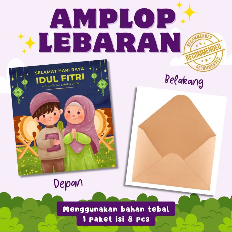 8 PCS 2D EID ENVELOPE HAPPY DAY GREETING ENVELOPE / VIRAL EID UL FITRI ENVELOPE / UNIQUE ...