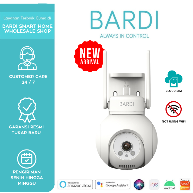 Bardi IP Camera Outdoor PTZ with Cloud SIM CCTV 355 View Pan Tilt Zoom ...
