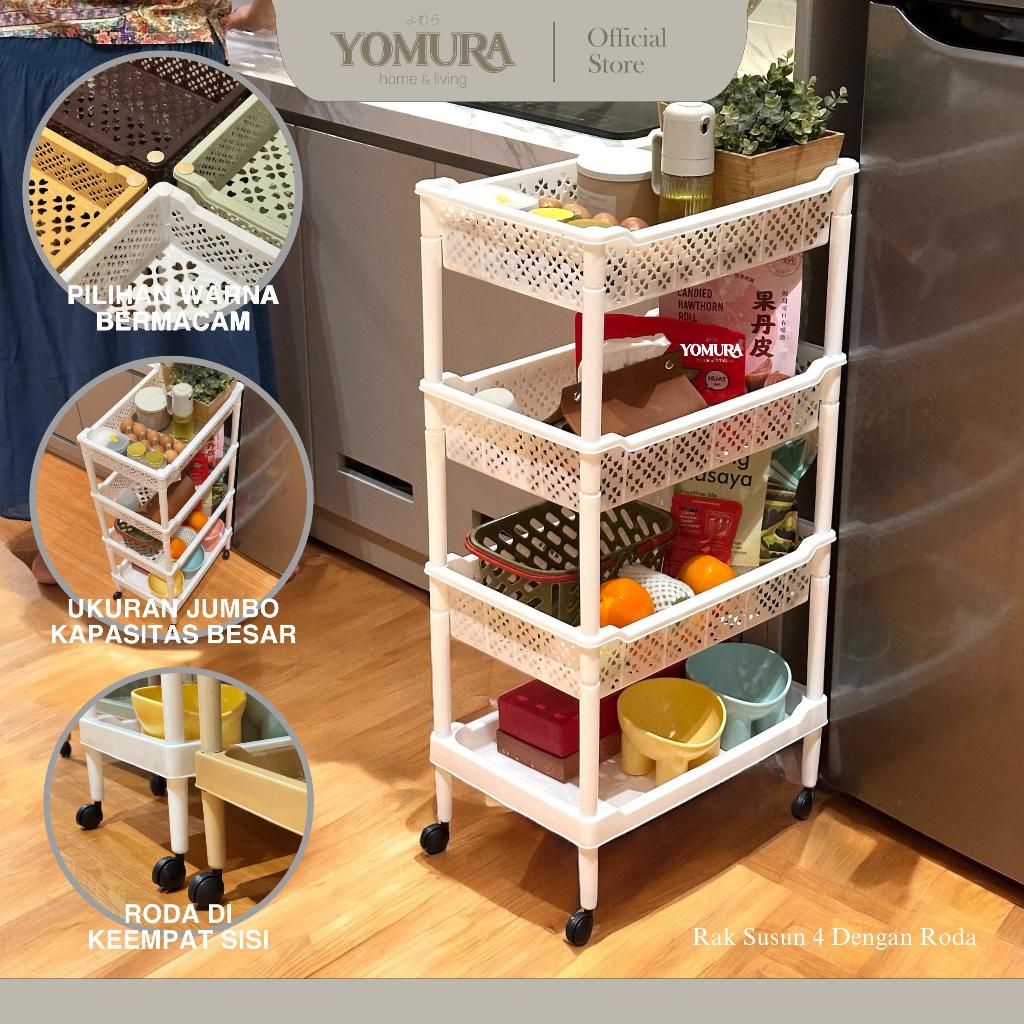 PUTIH Yomura Multi-Purpose Wheel Shelf 4 Tiers JUMBO Scandinavian Tier ...