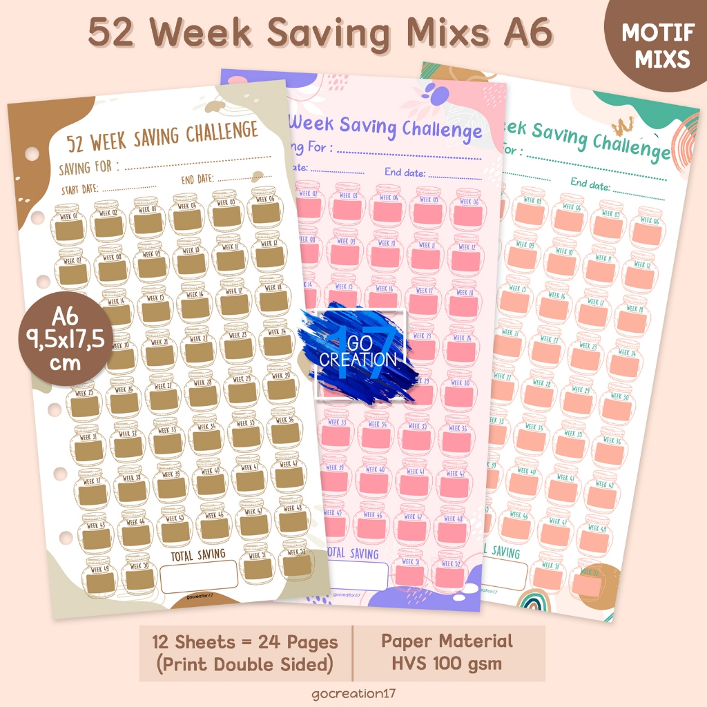 Saving Challenge Binder Paper Planner Book 52 Week Saving Challenge ...