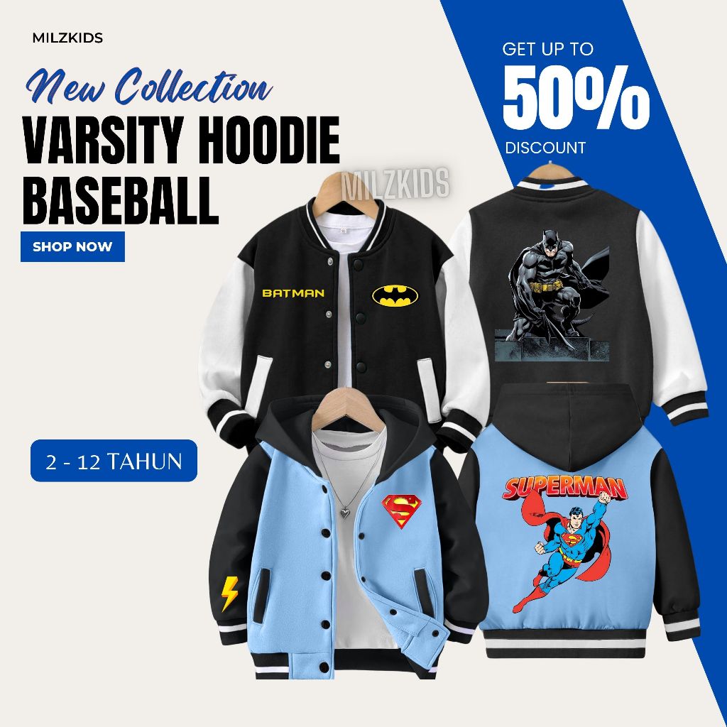 Baseball Jacket Boys 2-12 Years Old cotton Premium Korean Style BATMAN ...