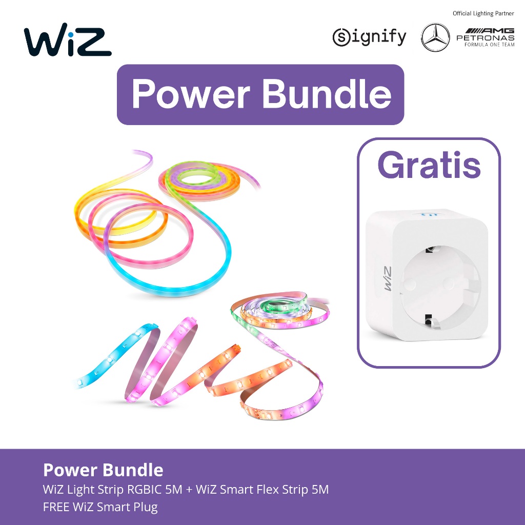 WiZ Power Bundle 5M RGBIC LED Strip Light + 5M RGBIC LED Neon Strip ...