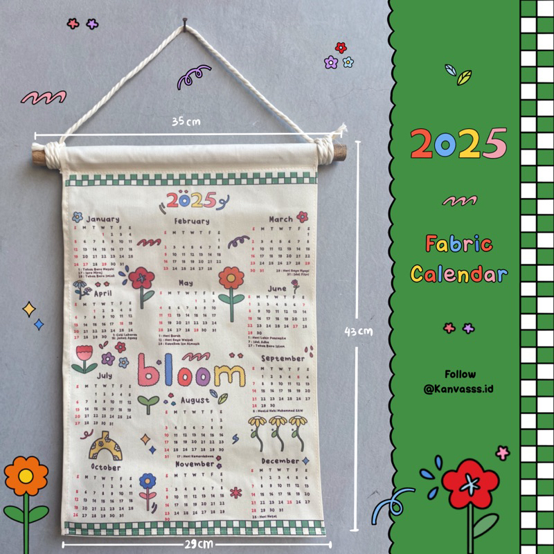 HIASAN DINDING Fabric calendar 2025/Fabric calendar 2025/Fabric ...