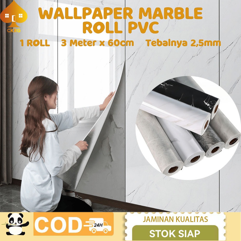 Vinyl Wall Wallpaper Roll PVC Marble Foam Sticker Roll 60CM*3M | Shopee ...