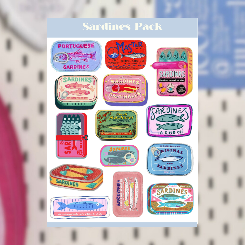 Sardines PACK DECO STICKER SHEET / CUTE KAWAII DECO STICKER VINTAGE ...