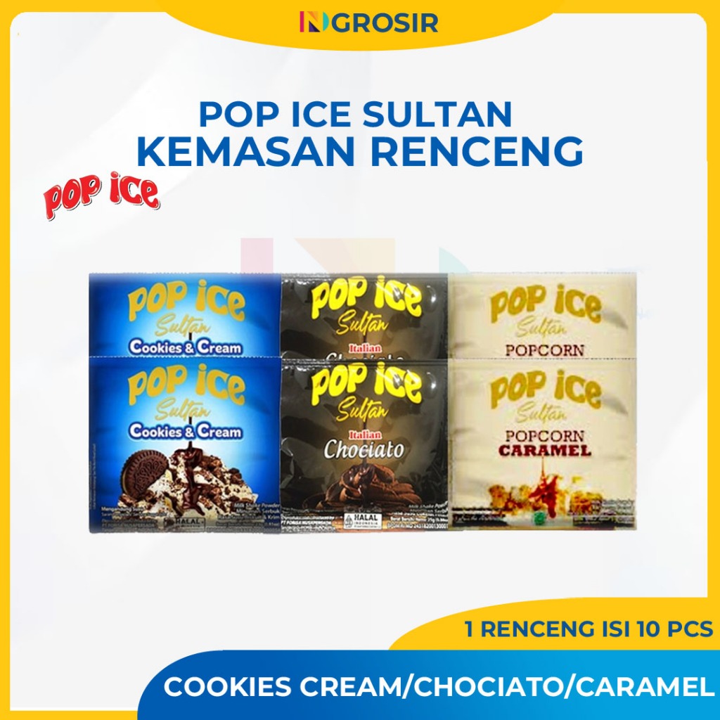 Pop ICE SULTAN RENCENG/LIGHT CONTAINS 10 SACHETS POPCORN CARAMEL ...