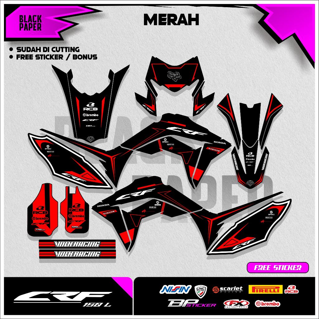 Decal CRF Striping Sticker Honda CRF 150 L Motorcycle Variation ...