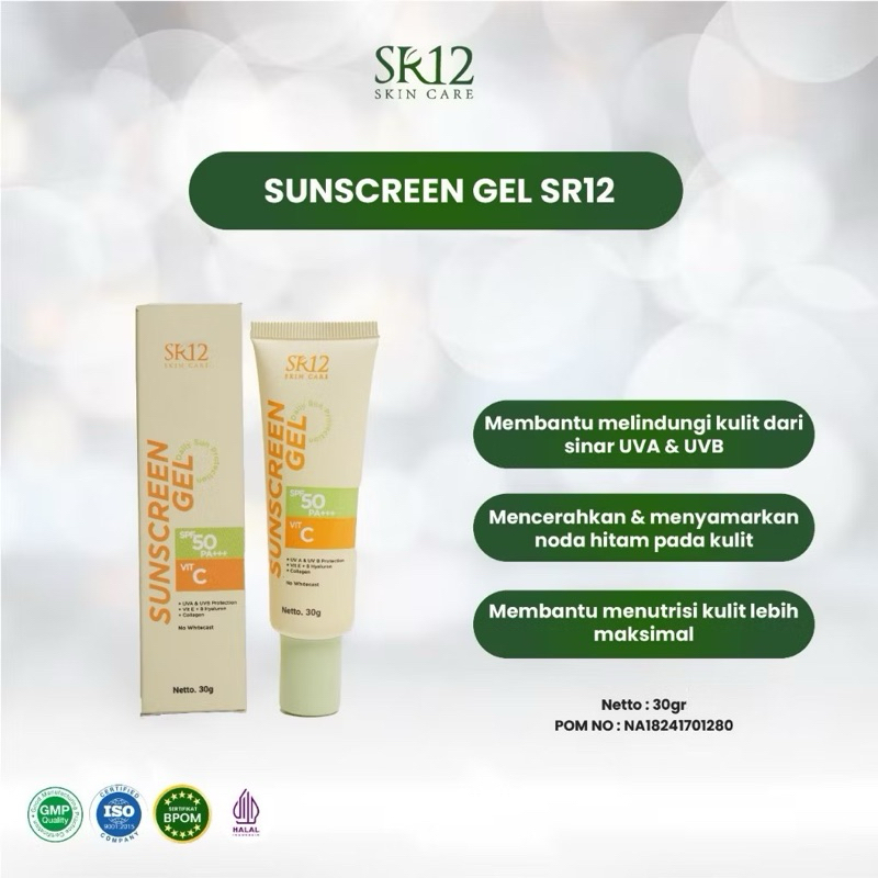 Sr12 Sunscreen Gel SPF 50 PA+++ / Sunscreen Gel SPF 50 SR12 / Glowing ...