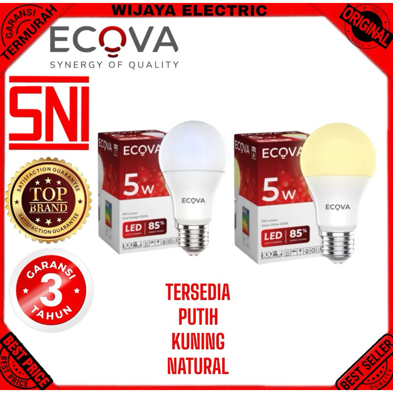 Ecova Led A bulb E27 5 watt light bulb | Shopee Singapore