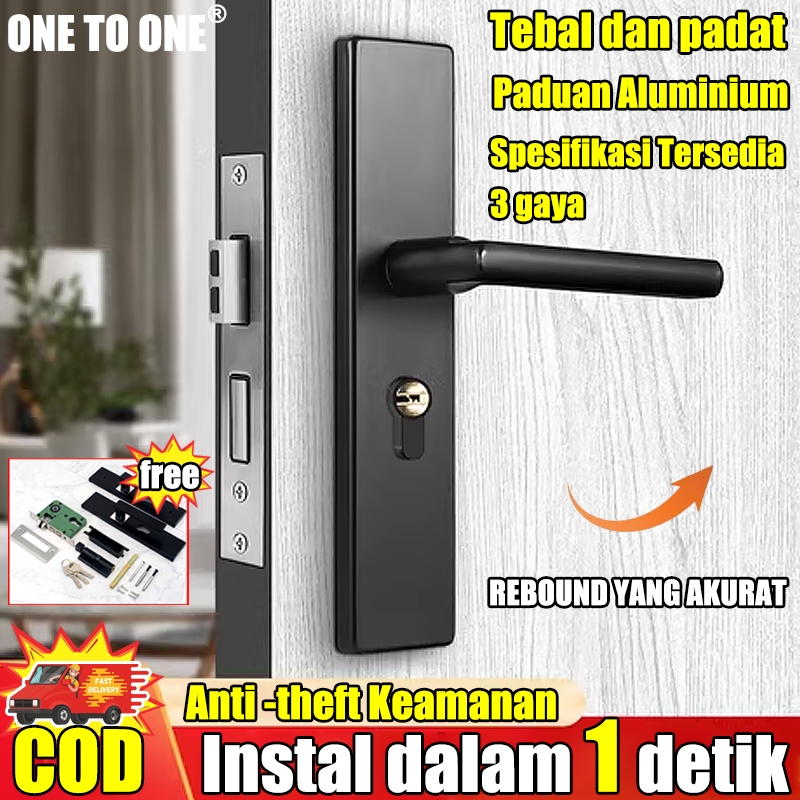 HITAM Install in 1 second FUYAFA room door lock Black Handle universal ...