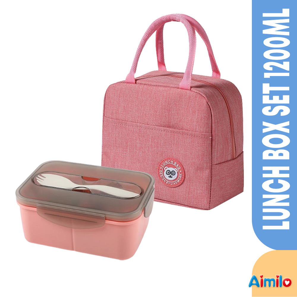 Lunch Box Set FREE Cutlery - 1200ml Jumbo Size Lunch Bag Lunch Box Set ...
