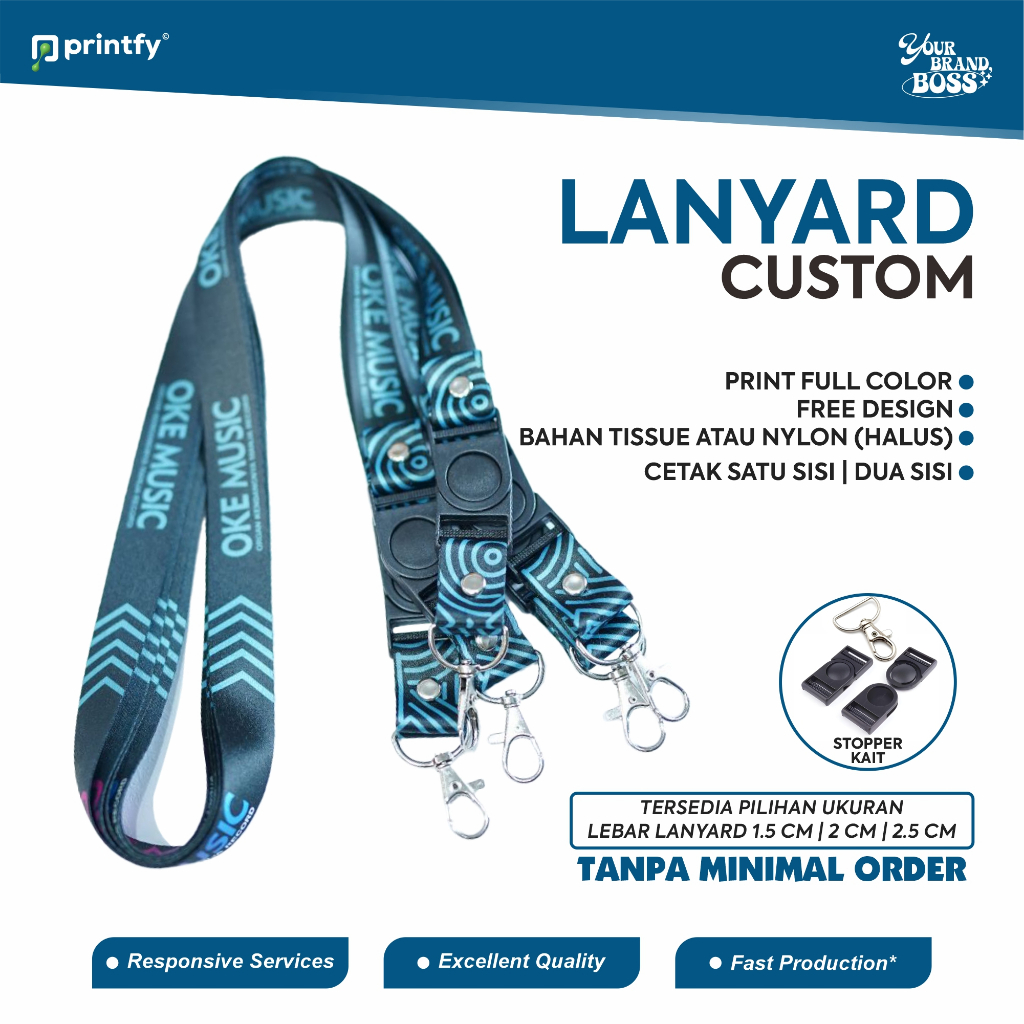 Custom Lanyard Strap / Print 2 sides / 1 side Cool Custom Id Card Strap ...