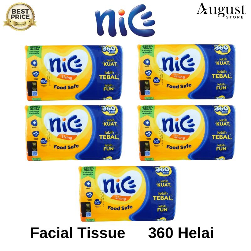 [5 Pack PACKAGE] Nice Living Tissue Contents 360 Sheets / 2 Ply ...