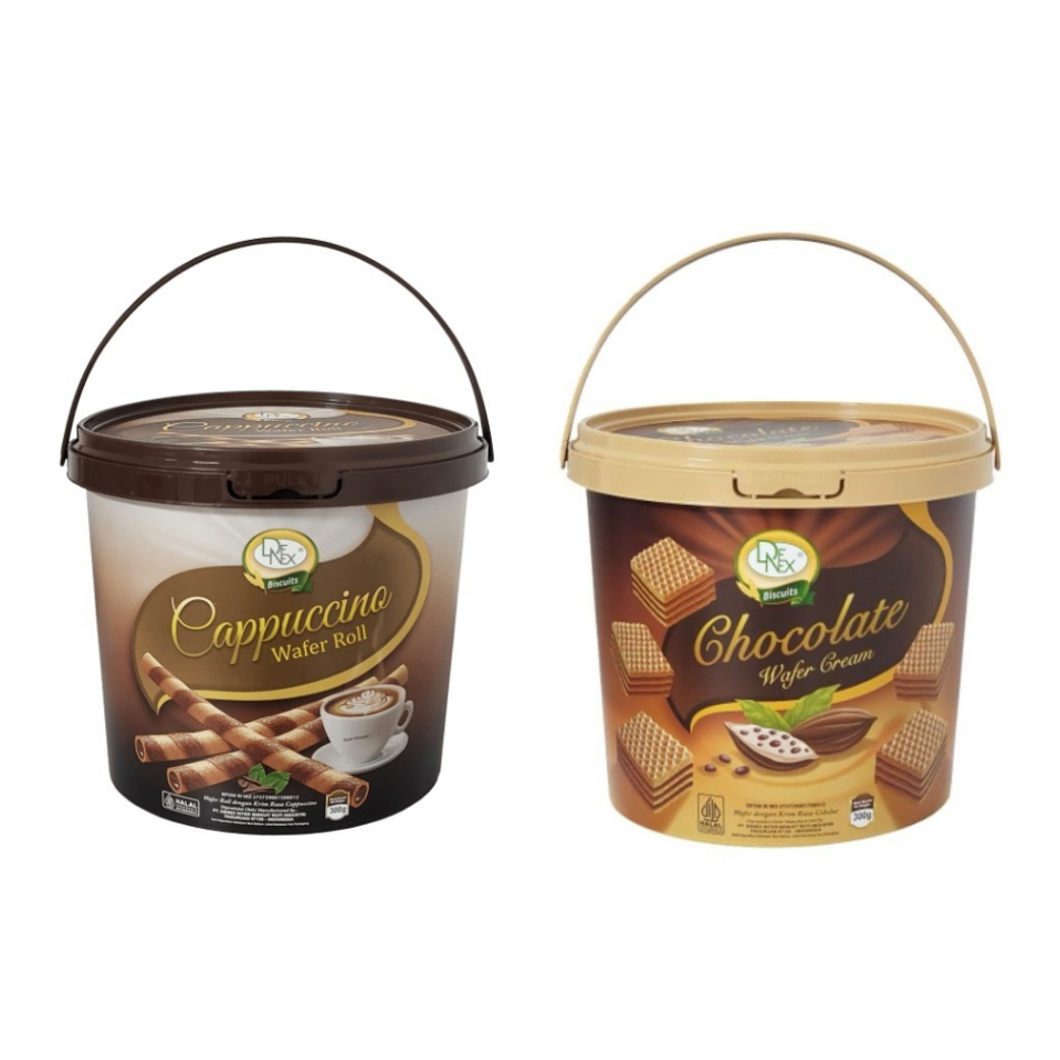 Denex Biscuit Wafer Roll Chocolate & Cappuccino Bucket Can Packaging ...